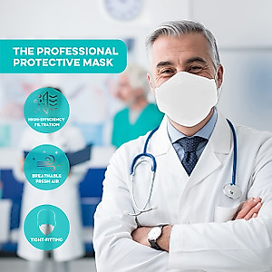 Kenko 4-ply MEDICAL, Level 2 ASTM F2100-19 passe Safety Face Mask (50, Black) Medical Fashionable 4-ply Disposable Safety Breathable White Elastic Ear Loops 4D Protection Mask (WHITE,20)