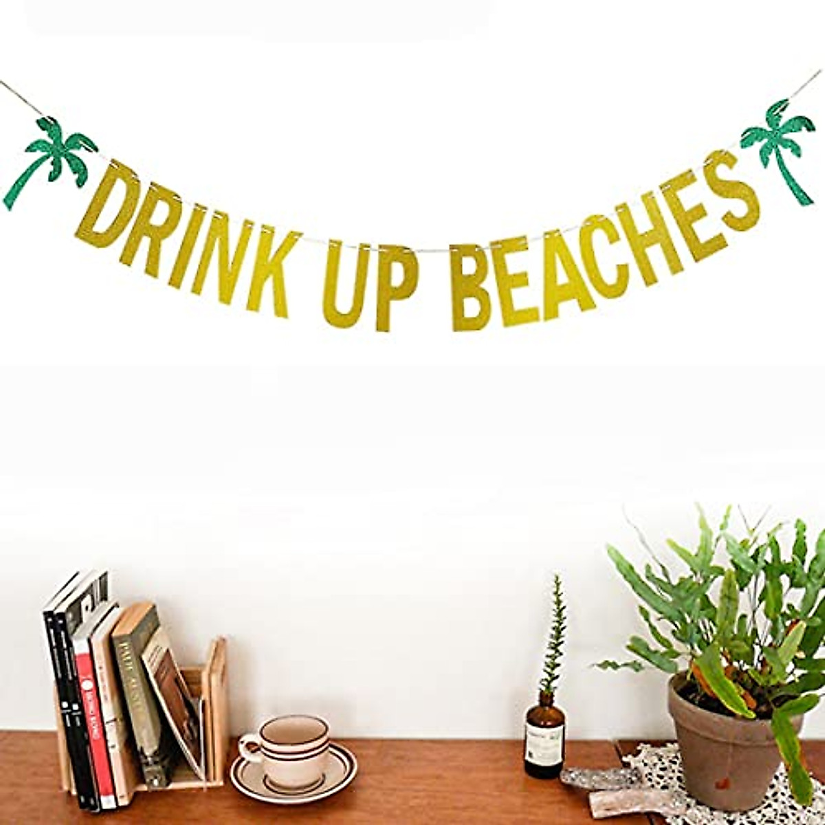Morndew Summer Time Style with Coconut Tree Drink Up Beaches Banner for Baby Birthday Party Beach Summer Tropical Party Shower Wedding Party Bunting Decorations