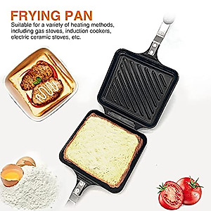 SYCOOVEN Sandwich Maker, Non-stick Grilled Sandwich and Panini Maker Pan with Handle, Double Sided Frying Pan Grilled Cheese Maker Flip Pan for Breakfast Toast Panini Waffle