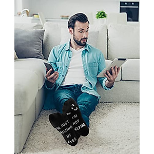Leotruny I'm Not Sleeping I'm Just Resting My Eyes Novelty Funny Socks Birthday Gifts for Men Women Dad Boyfriend (C01-Eyelash)