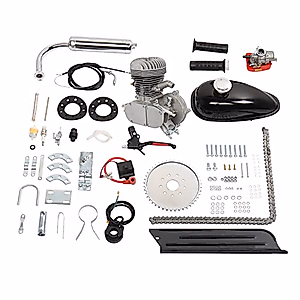 Ktaxon 100cc Bicycle Engine Kit, 2 Stroke Bike Engine Kit, Gas Bike Conversion Kit with Super Fuel-efficient, Powerful Engine for 26-28" Bikes (Silver)