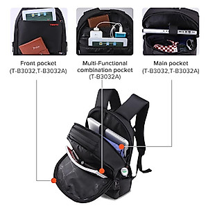 Tigernu Street Style 15.6" Laptop Backpack, Black, 3/4 x 17-inch