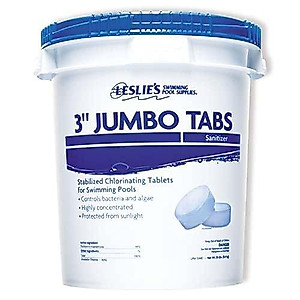 Leslie's Jumbo 3 Inch Chlorine Tablets for Sanitizing Swimming Pools - Stabilized - Individually Wrapped - Slow Dissolving - 90% Available Chlorine - Tri-Chlor - 35 Pounds 171549