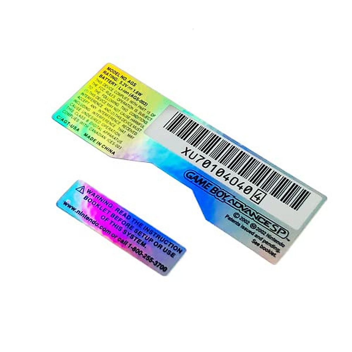 GBASP Game Boy Advance SP Holographic Sticker/Label Set - Silver