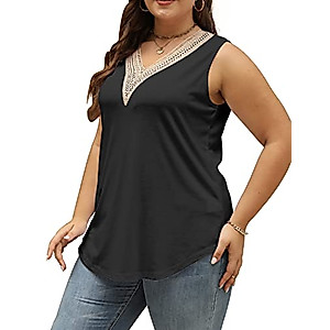 Summer Tops Casual Loose Fit Sleeveless Shirts for Women Flowy Soft Black S