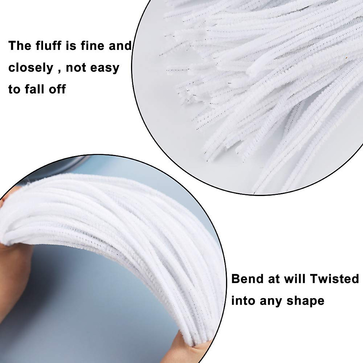 150 Pieces White Pipe Cleaners, Pipe Cleaners Chenille Stem, Craft Pipe Cleaners, Art Pipe Cleaners, Pipe Cleaners Bulk for Creative Home Arts and Crafts Project Decoration Supplies