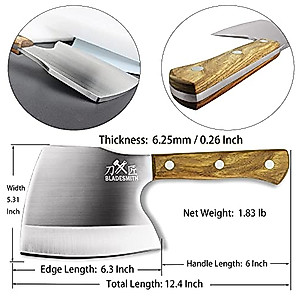 BLADESMITH Meat Cleaver Butcher Axe Bone Chopper Heavy Duty - 6.3'' Bone Cutting Knife Bone Breaker, Stainless Steel Thicken Blade & Pear Wood Handle, for Kitchen/Slaughterhouse Looks Manly