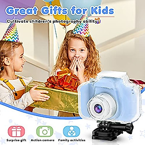 Yoophane Kids Waterproof Camera Gifts for 6 7 8 9 10 Year Old Action Kids Camera for Age 3-12 Christmas Birthday Gifts Underwater Video Recorder with 32GB SD Card (Blue)