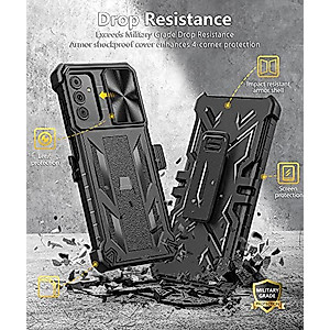 Case for Samsung Galaxy A13 5G: Military Grade Drop Proof Protection Rugged Protective A13 5G/4G Phone Cover with Belt Clip Holster Kickstand & Slide - Shockproof TPU Matte Textured Bumper - Black