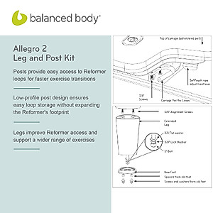 Balanced Body Allegro 2 Leg and Post Kit, Pilates Reformer Accessories, Workout Equipment for Home or Pilates Studio Use