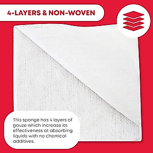 Ever Ready First Aid Non-Woven Sponges, Wound Care, Skin Care, 4" x 4", 4 Ply - 800 Count