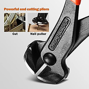 KSEIBI 141150 End Cutting Pliers 7 Inch Grip Handle Black Finish Chrome Vanadium Steel Carpenter Pincer, Nippers Tool, Cat Paw, Nail Remover, Rivet Cutting Pliers, Steel Wire Cutter Construction Tool