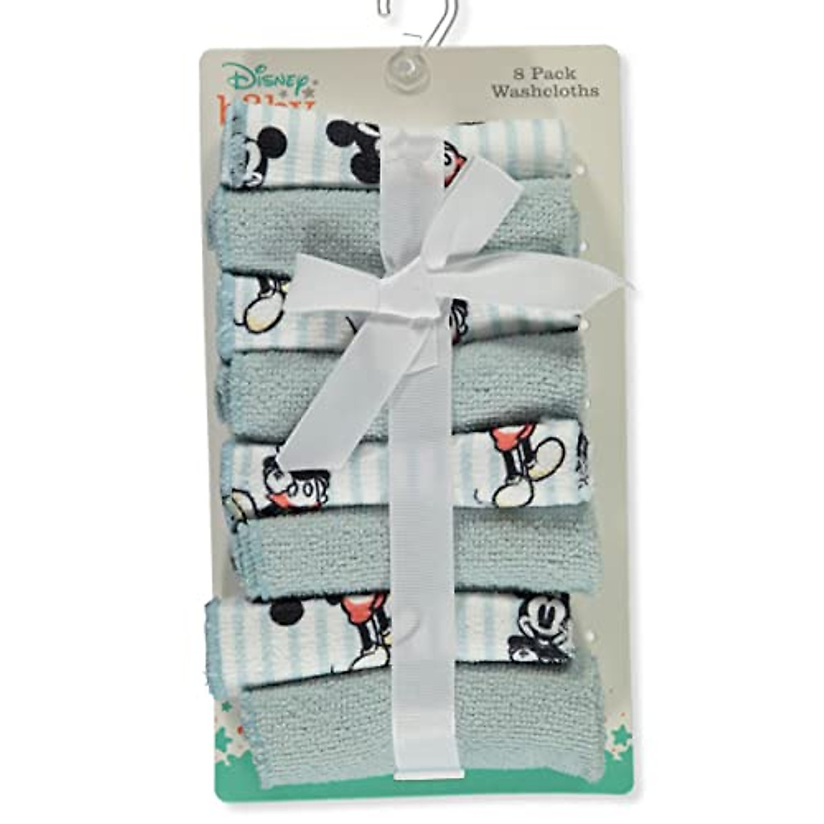 Disney Baby Big Boys' 8-Pack Mickey Mouse Washcloths Set - White/Multi, one Size