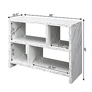 Convenience Concepts Northfield Console 3-Tier Bookcase, White Faux Marble