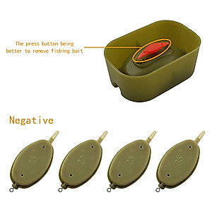 WHYHKJ Inline Method Feeder Set 4 Inline Method Feeders 15/20/25/35g with 1 Rubber Molding for Carp Fishing Holder Tool
