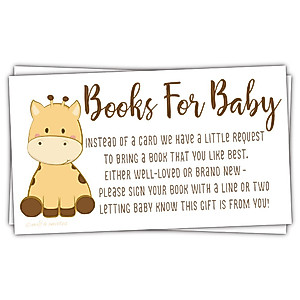 50 Giraffe Books for Baby Shower Request Cards - Baby Shower Invitation Inserts