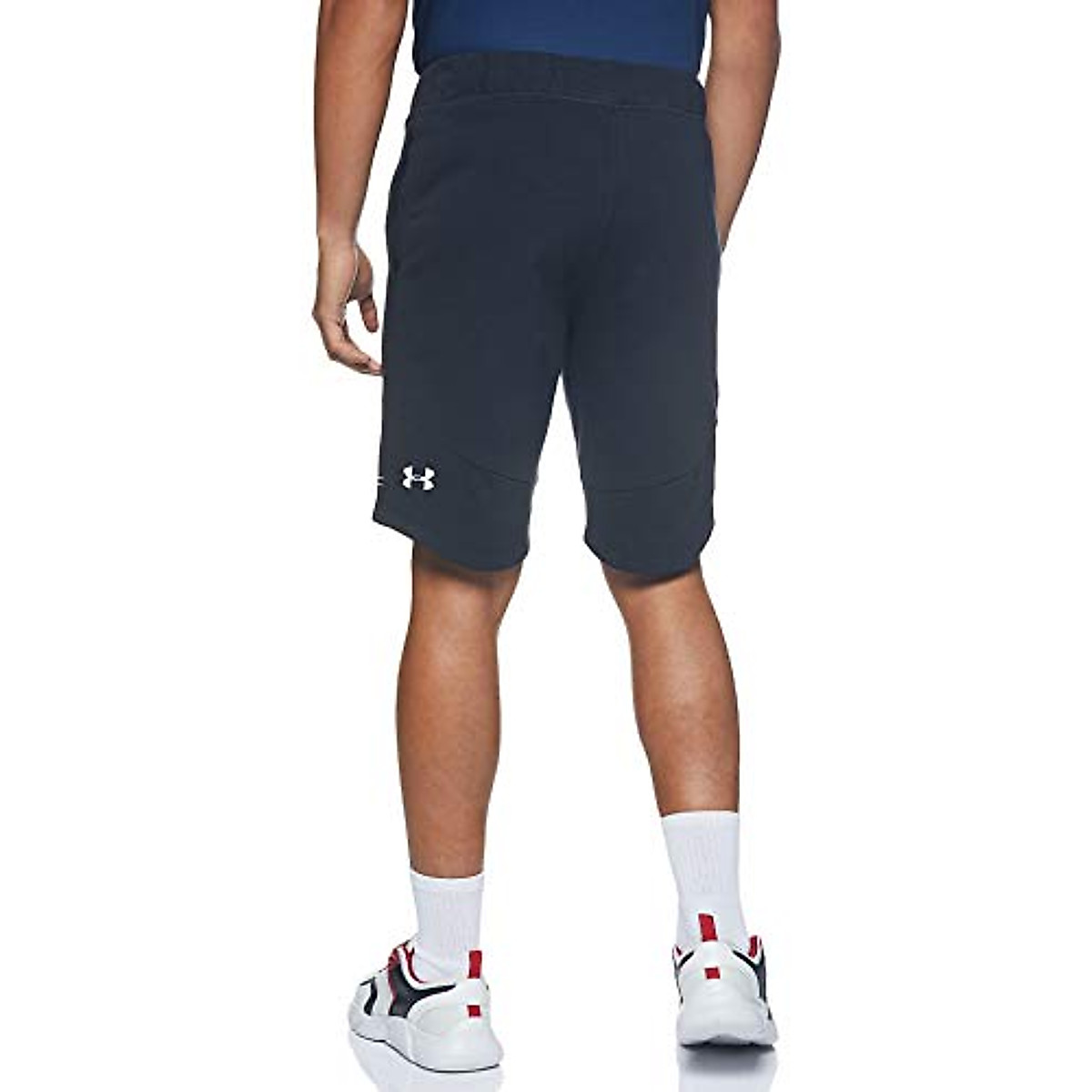 Under Armour Baseline Fleece Basketball Short, Black (001)/White, Medium