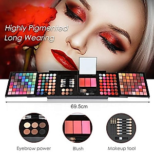 177 Color Hotrose Full Pink Eyeshadow Palette Blush Lip Gloss Concealer Kit Beauty Makeup Set,All-in-One Makeup Kit with Mirror, Applicators