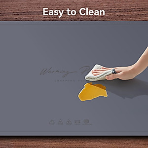 Revolutionary Rollable Full Surface Heating Warming Mat for Food Party Buffet Daily Use, Portable Electric Silicone Defrosting Tray, Hot Plate Keep Food Warm (Gray)