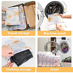 5Pcs Durable Mesh Laundry Bag, Durable Laundry Bags with Premium Zipper (5pcs Sunny)