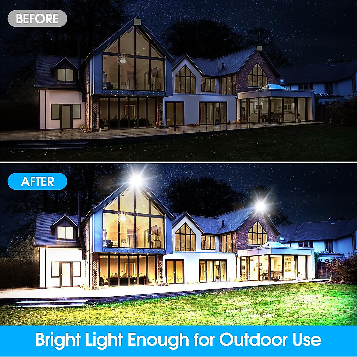 Yolovis Flood Lights Outdoor with Plug,100W 10000LM Super Bright LED Work Light,IP66 Waterproof Security Light,Outside Floodlight for Garage,2 Pack