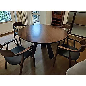 LAKIQ Minimalist Dining Table Brown Kitchen Table Solid Wood Round Table Metal Legs-Without Lazy Susan(63" L x 63" W x 29.5" H)