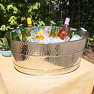 BREKX Aspen Heavy-Duty Stainless Steel Beverage Tub - Metal Ice and Drink Bucket, Large 25-Quart Beverage Tub for Parties