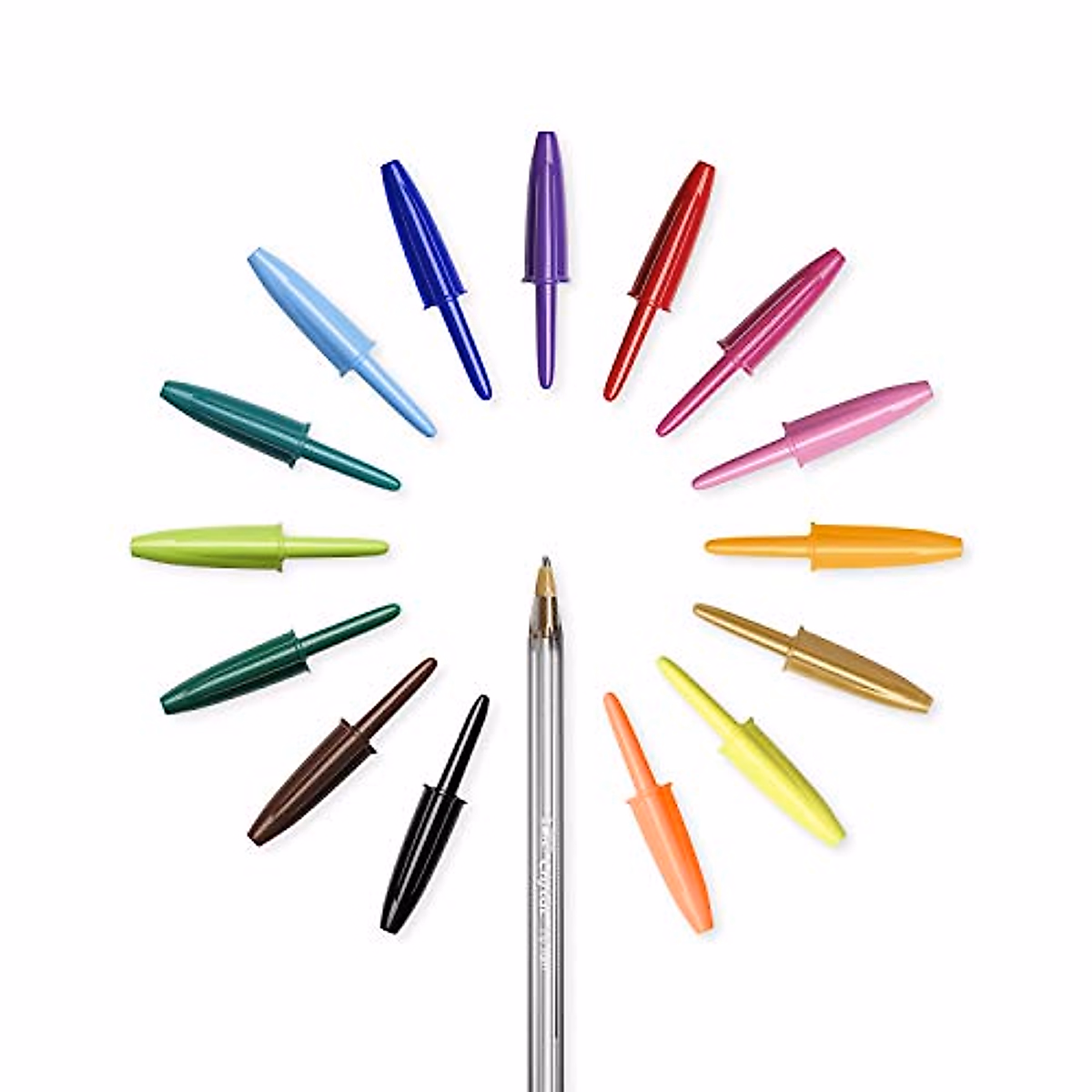 BIC Cristal Multicolour Ballpoint Pens With Wide Tip (1.6mm) Pens For Colourful Writing In Assorted Colours, Pack Of 15