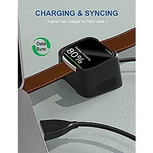 3.3Ft USB Charger Compatible with Fitbit Versa 2 Charger Dock Anti-Slip Replacement Smartwatch Charging Cable Stand(not for Fitbit Versa/Versa Lite)