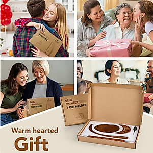 ULOI Crochet Yarn Holder - Upgrade with Crochet Accessories Storage Attachment, Magnetic Wooden Yarn Storage for Knitting Accessories, Perfect for Crocheting and Knitting Projects, Mahogany Finish