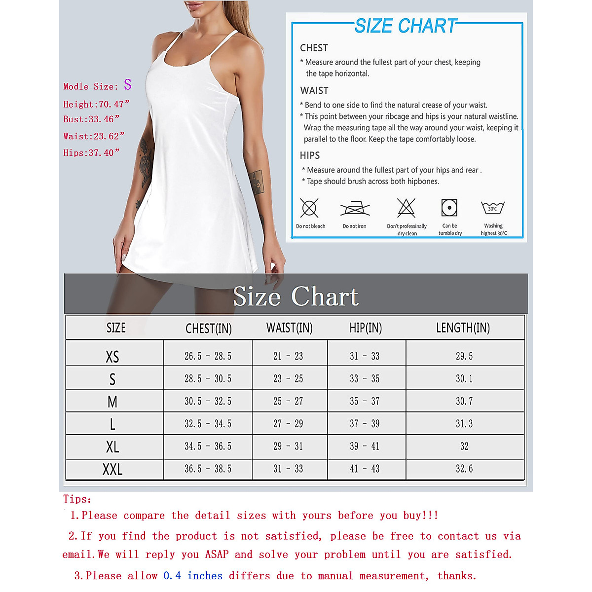Women's Sleeveless Exercise Tennis Dress with Built-in Bra & Shorts Golf Workout Athletic Dresses Pockets