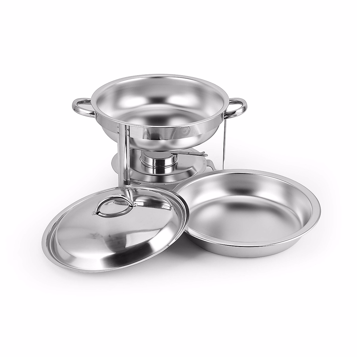CHEFQ [Set Of 2] Round Chafing dish buffet set Stainless Steel 4 Quart Capacity