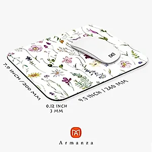 Armanza Square Mouse Pad Beautiful Flowers Plants, Personalized Premium-Textured Custom Mouse Mat Design , Washable Mousepad Lycra Cloth , Non-Slip Rubber Base Computer Mouse Pads for Wireless Mouse