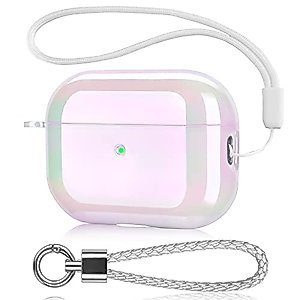 AIRSPO AirPods Pro 2nd Generation Case Cover Clear Lasher Hard PC Protective Case Colorful AirPod Pro 2 Cover Skin Compatible with Apple AirPods Pro 2 with Keychain (Glittery White)
