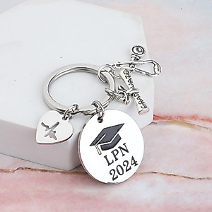 LQRI LPN 2024 Keychain LPN Keychain Caduceus Women Jewelry Licensed Physicians Nurse Graduation Gifts LPN Gifts(LPN)