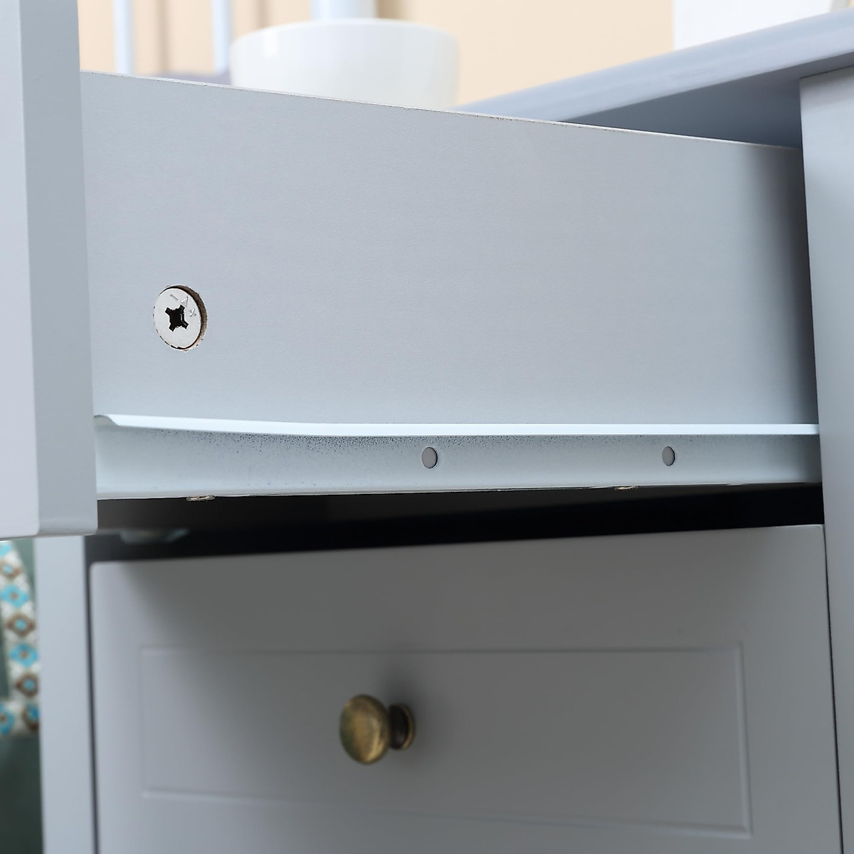 HOMCOM Side Table with 2 Storage Drawers, Modern End Table with Bottom Shelf for Living Room, Home Office, Grey