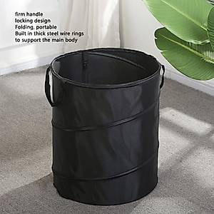 Trash Can, 24 Gallon Reusable Outdoor Portable Up Trash Can Camping Trash Can, Locking Design Foldable Waterproof Garbage Can for Parties Camping Recycling (Black)