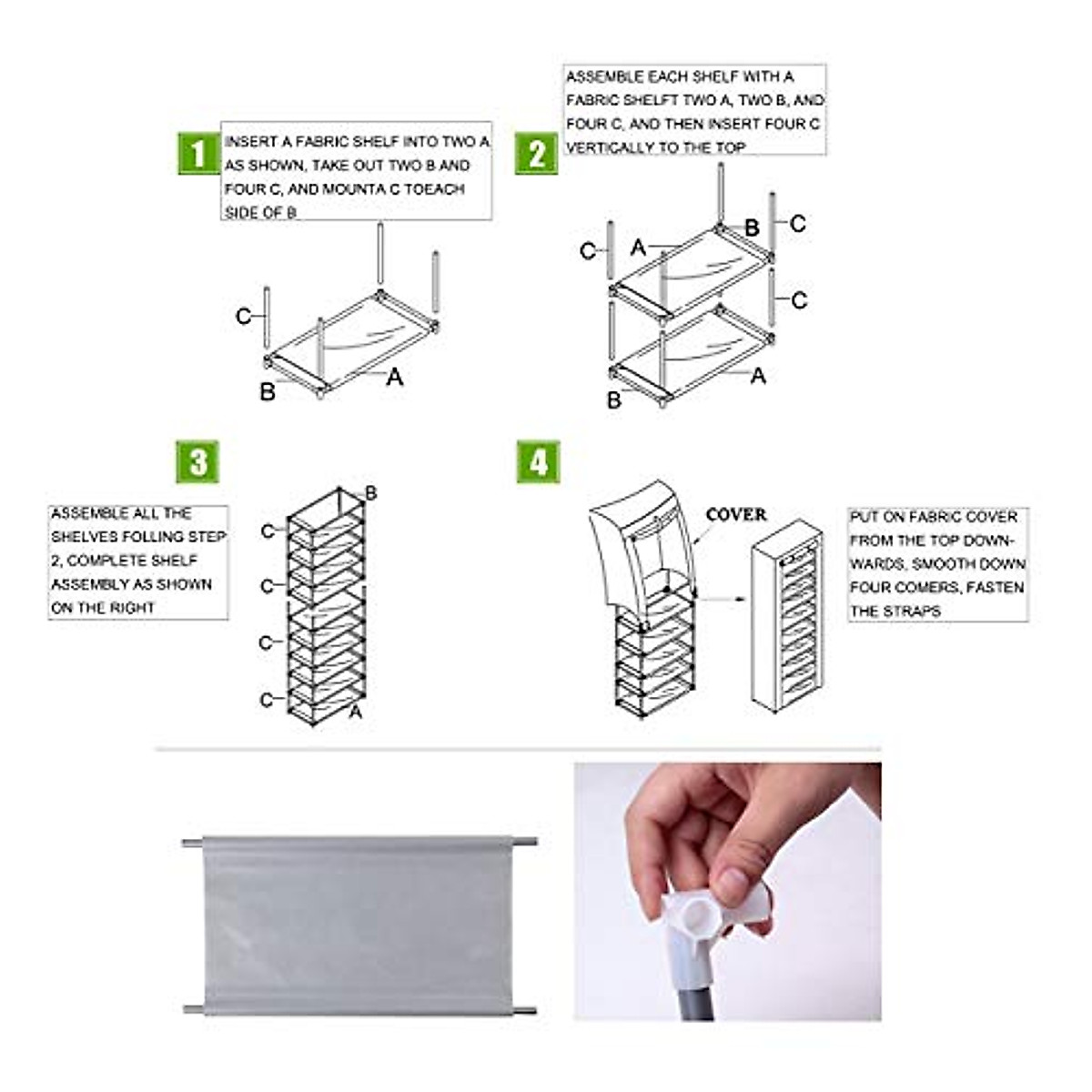 Xy Litol 10-Tier Shoe Rack Cabinet - 45 Pair Shoe Organizer for Entryway, Closet, Bedroom, and Hallway Grey