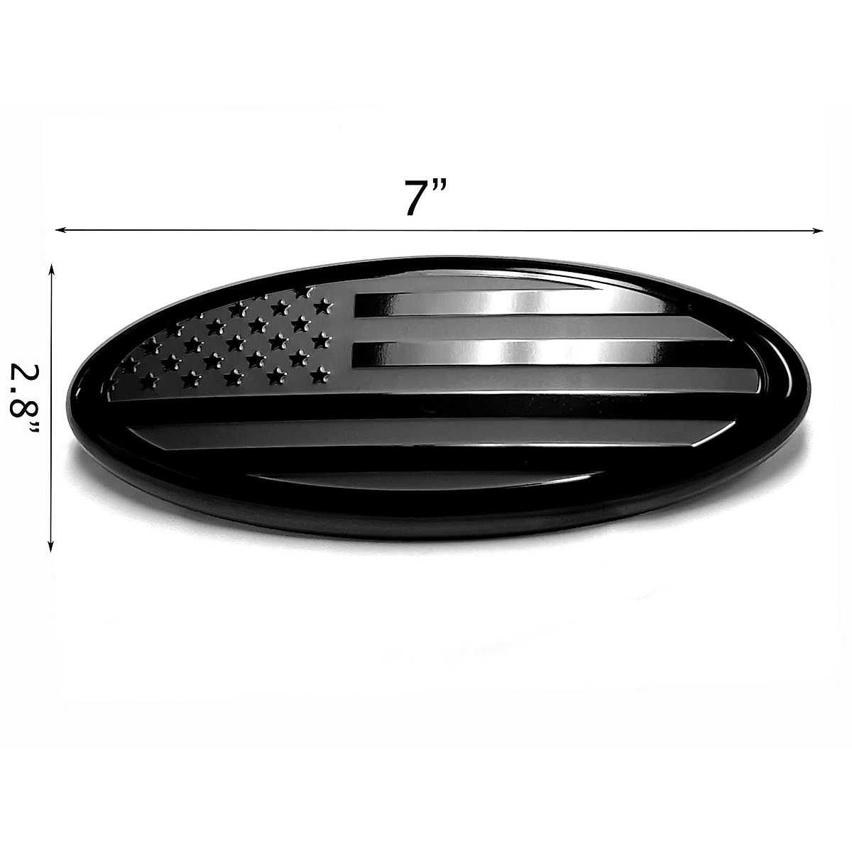 eVerHITCH 7 inch American Black Flag Emblem for Ford, 7" x 2 3/4" Oval Decal Badge Nameplate for F150 F250 F350 99 00 01 02 03 04 (7", Black)