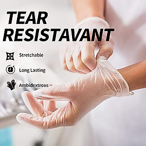 Basic Vinyl Exam Glove Latex Free Powder Free Medical Disposable Gloves VGPF3001 Box of 100 (Clear, Small)