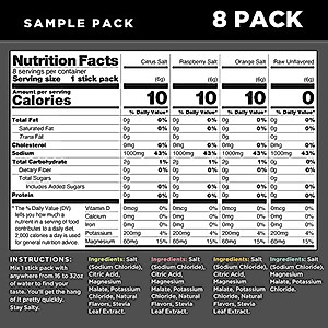 LMNT Keto Electrolyte Powder Packets | Paleo Hydration Drink Mix | No Sugar, No Artificial Ingredients | Sample Pack| 8 Stick Packs