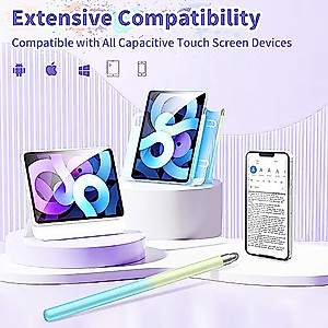 Stylus Pens for Touch Screens, High Precision 2-in-1 Disc Stylus Pen with Magnetic Adsorption, Compatible with  iPad/iPhone/Tablets/Android and All Capacitive Touch Screens (Blue Light Yellow)