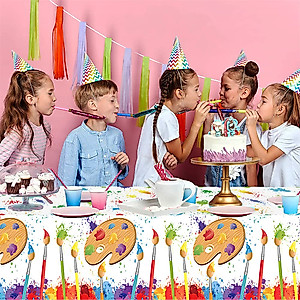 1 PCS Art Party Decorations Art Paint Tablecloth 51.18 x 86.61 Inches,Art Paint Birthday Party Supplies,Disposable Art Theme Creative Artist Painting Party Table Cover for Kids Art Theme Party Decor