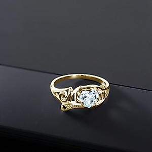 Gem Stone King 18K Yellow Gold Plated Sterling Silver 6MM Heart Shape Gemstone Birthstone Mothers Day MOM Ring For Women | Available In Size 5, 6, 7, 8, 9