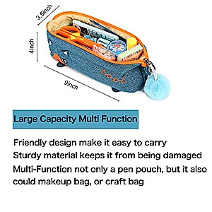 Cute Pencil Pouch Pencil Box Slim, Kid Girls Boys Gilter Teens Kindergarten Elementary Preschool Zipper Pencil Box for School