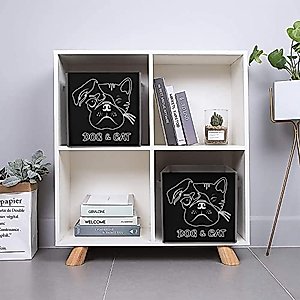 Dog and Cat Face Collapsible Storage Bins Basics Folding Fabric Storage Cubes Organizer Boxes with Handles