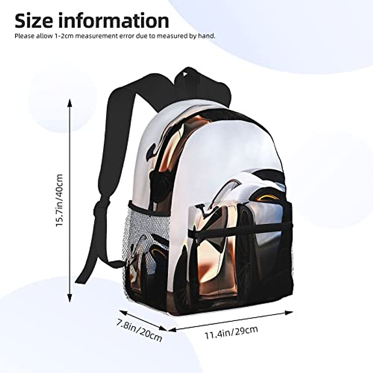 Limhibu Travel Laptop Backpack Anti Theft Backpacks Silver Sports Car Travel Backpacks Business Work Bag 15.6 Inch Computer Bag for Men Women Adults