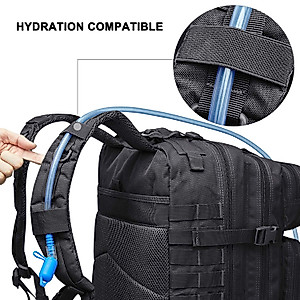 Prospo 40L Military Tactical Shoulder Backpack Assault Survival Molle Bag Pack Fishing Backpack for Tackle Storage (Black + Khaki)