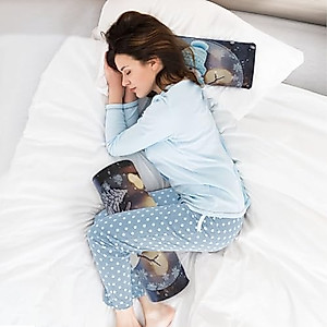 xigua Blue Snowman Neck Roll Pillow for Neck Relief with Removable Washable Cover - Memory Foam Round Cylinder Bolster, Ergonomically Designed for Head, Neck, Back, and Legs