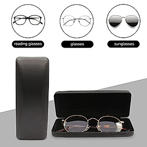 SMARTTOP Eyeglass Case, Sunglasses Glasses Case Hard Shell With Cleaning Cloth, Portable PU leather Lightweight Eye glass Carry Case (Black)